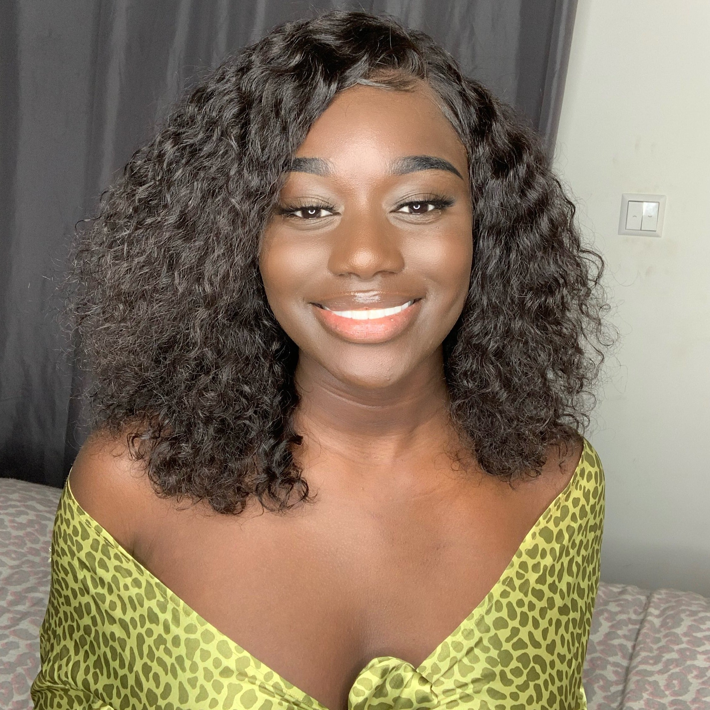 MIA Curly Bob Wigs 100% Virgin Hair Short Bob Lace Front Wig Wet Curly ...