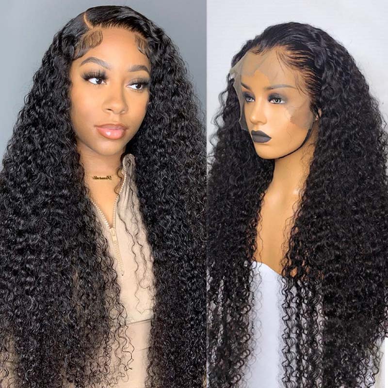 Glueless Curly Hair Full Lace Wigs Lace Front Wig 100% Human Hair Wig ...